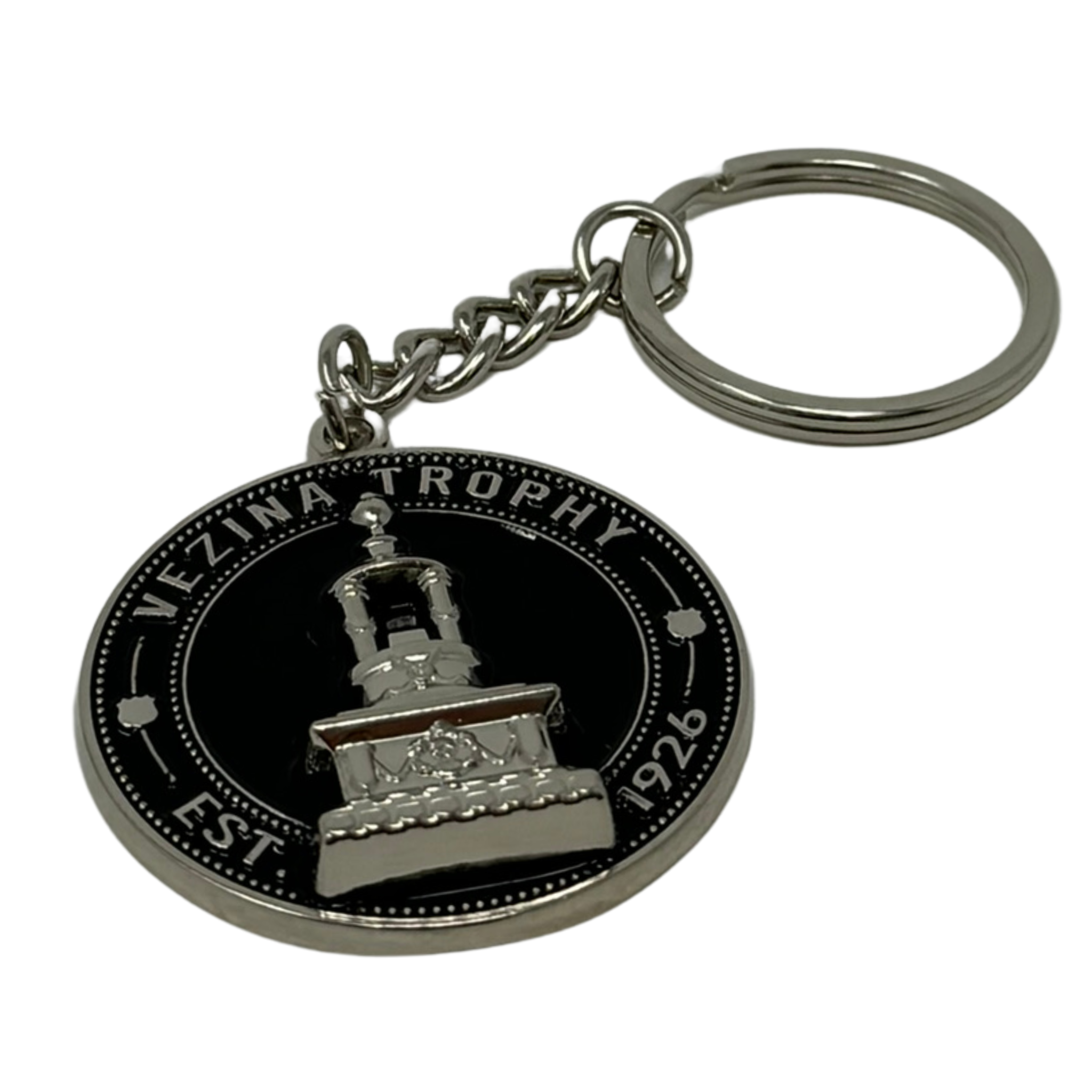 Vezina Trophy Keychain | 3D Silver Medallion | Hockey Hall of Fame