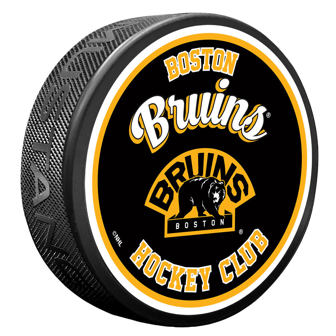 Boston Bruins Puck | Retro Script | Hockey Hall of Fame – Hockey Hall ...