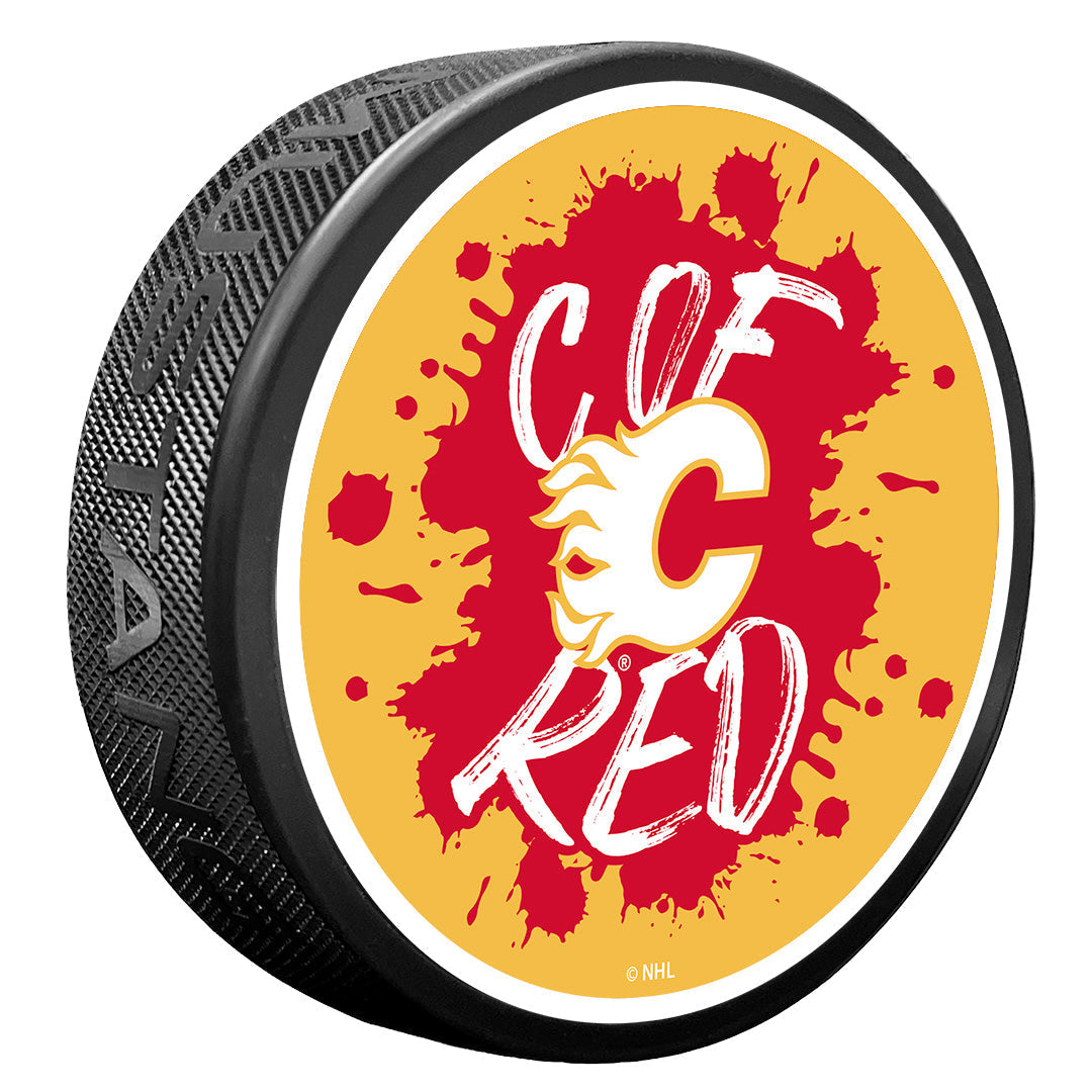 Calgary Flames Puck | Slogan | Sports Decor – Hockey Hall of Fame