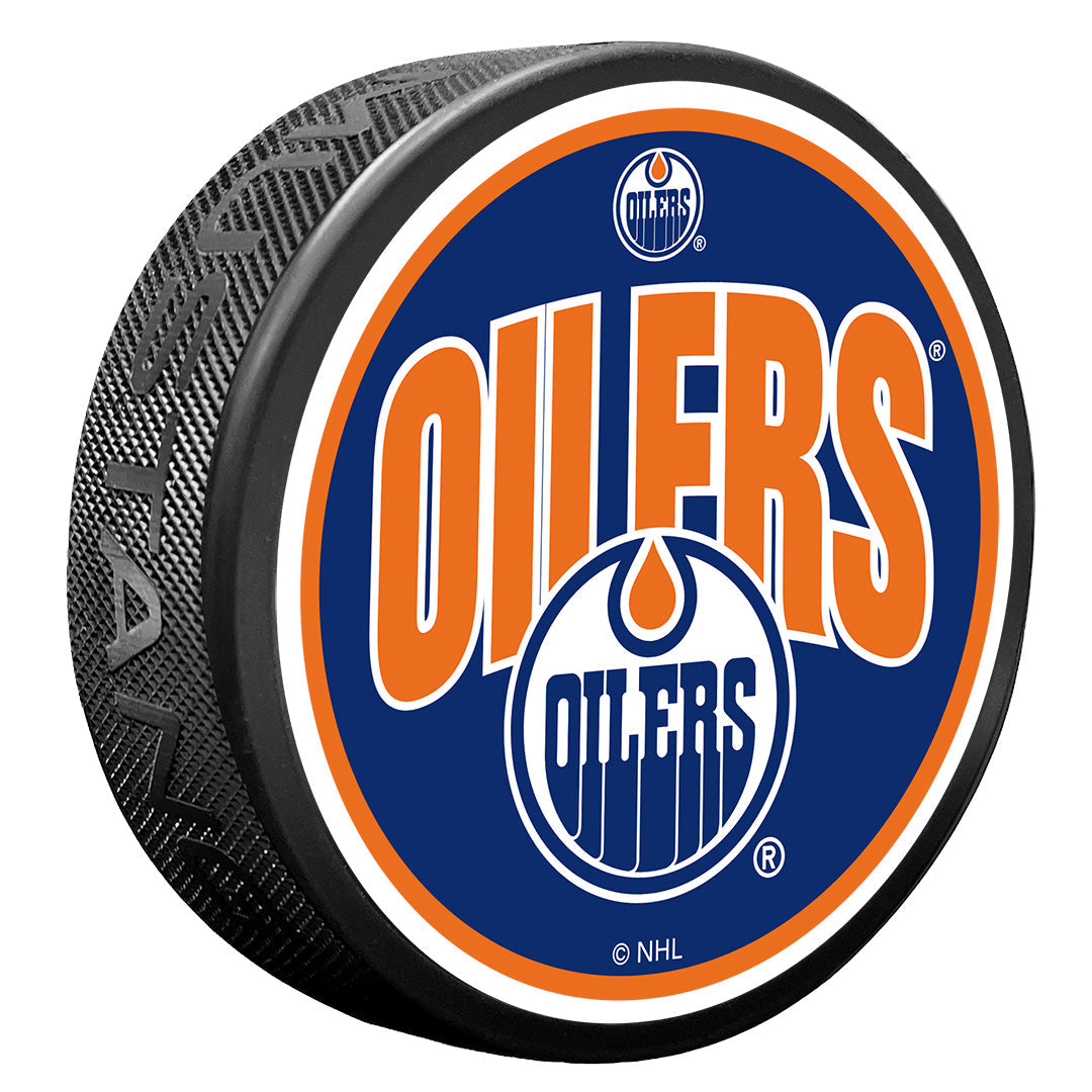 Edmonton Oilers Puck | Wordmark | Sports Decor – Hockey Hall of Fame
