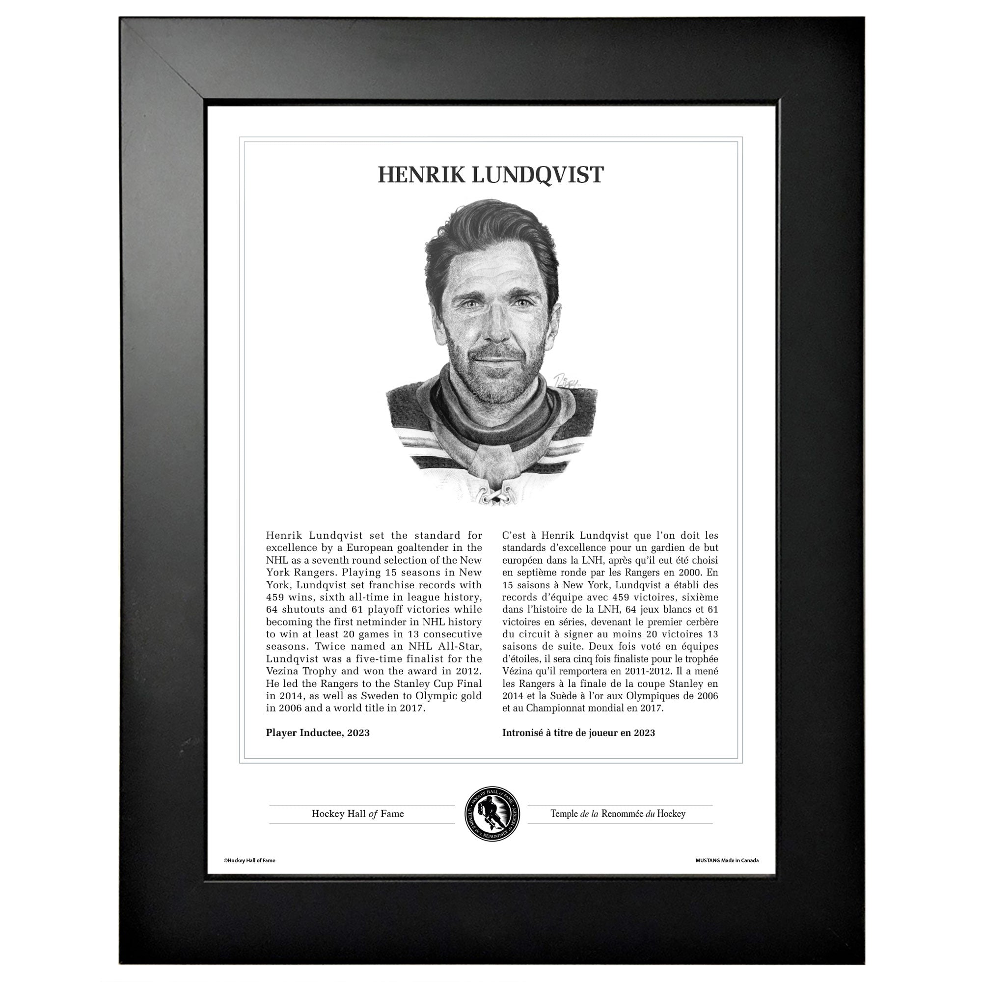 NHL Legends | 12" x 16" Frame | 2023 Henrick Lundqvist – Hockey Hall of ...