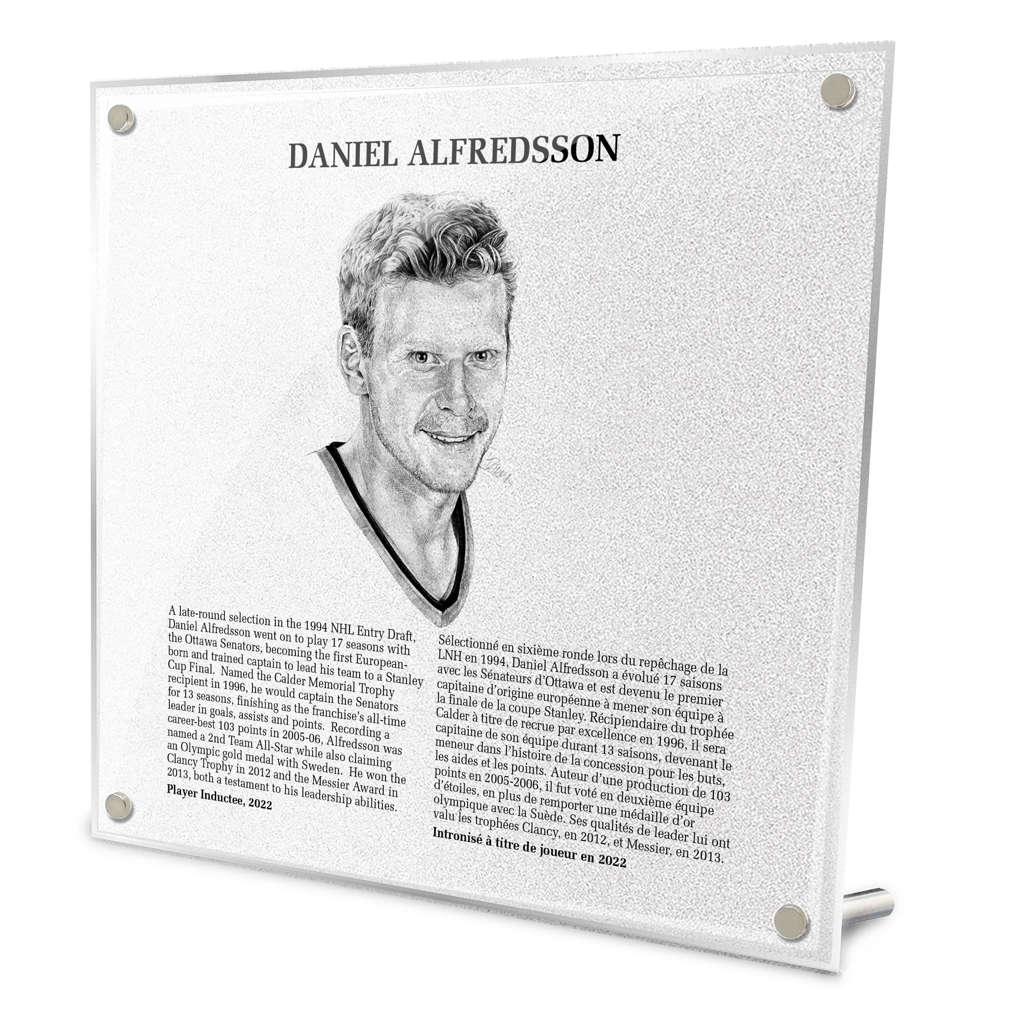 NHL Legends | Hockey Hall of Fame Plaque | Daniel Alfredsson