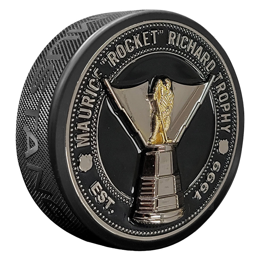 Rocket Richard Trophy Puck | 3D Silver & Gold Medallion | Hockey Hall ...