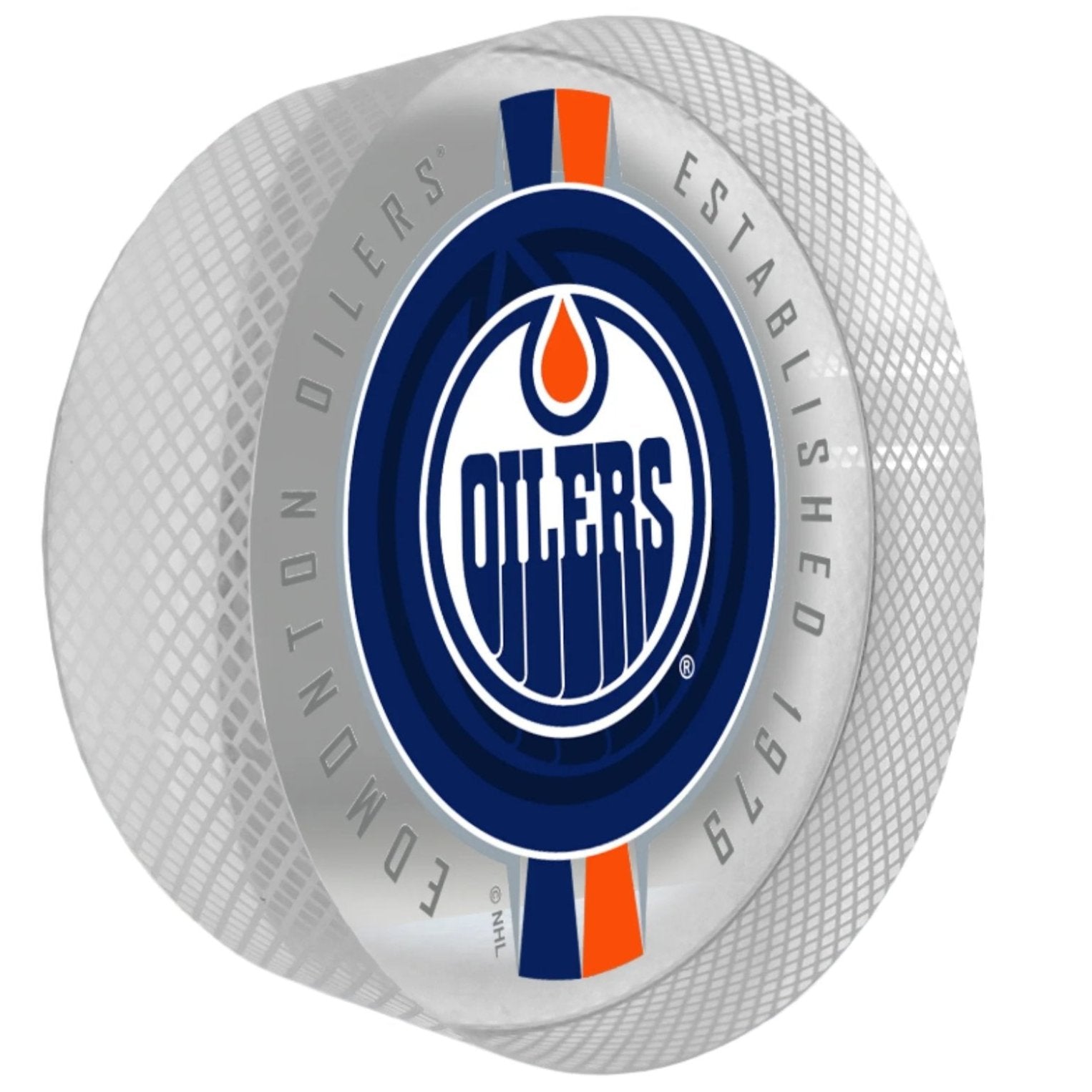 Edmonton Oilers Puck | Crystal Ribbon – Hockey Hall of Fame