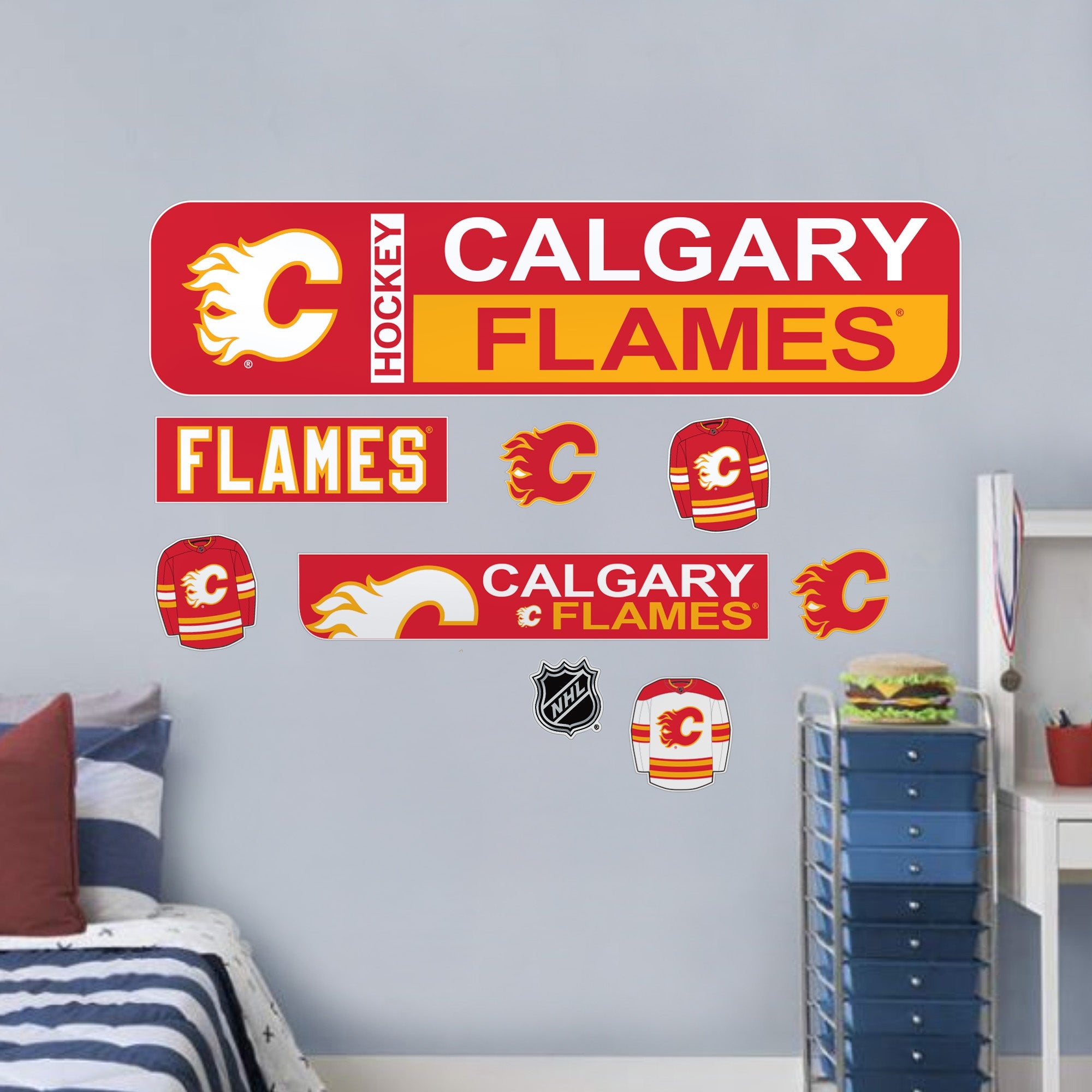 Calgary Flames Repositionable Wall Decal Set - Street Signs – Hockey ...