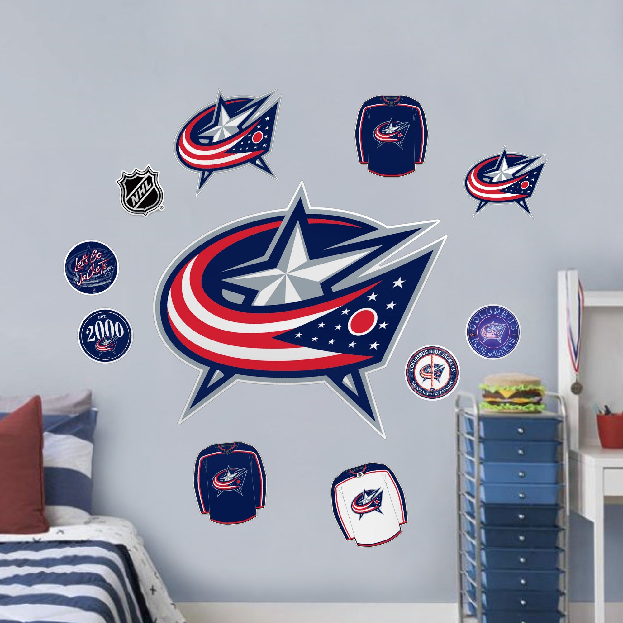 Columbus Blue Jackets Repositionable Wall Decal Set - Team Logos ...