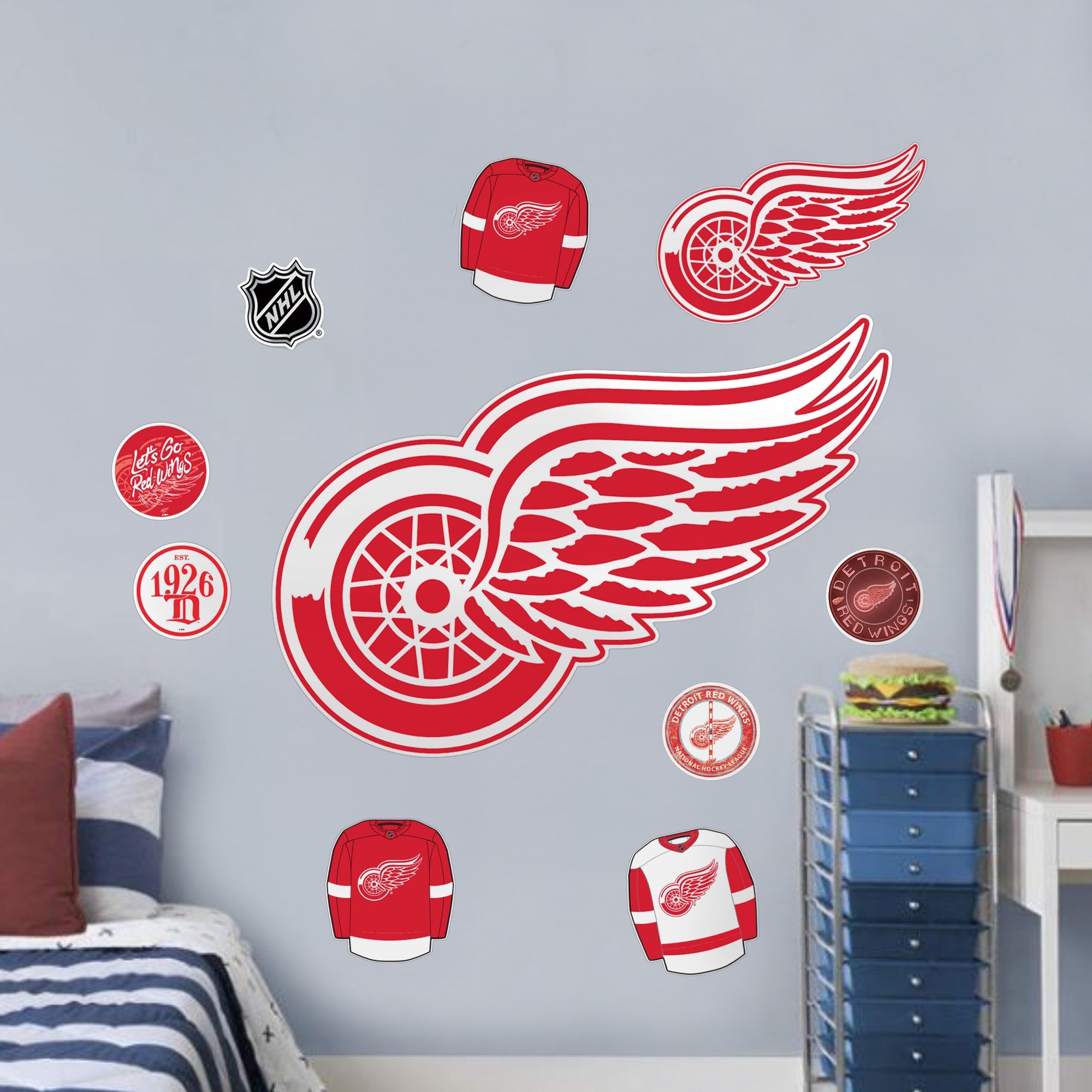 Detroit Red Wings Repositionable Wall Decal Set - Team Logos – Hockey ...