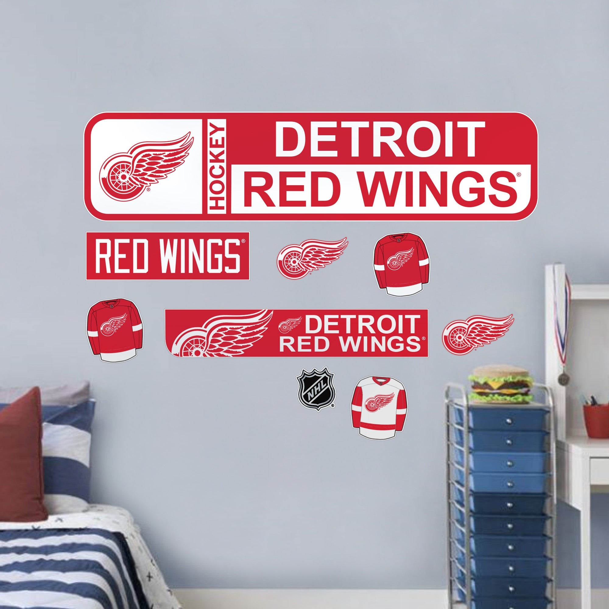 Detroit Red Wings Repositionable Wall Decal Set - Street Signs – Hockey ...