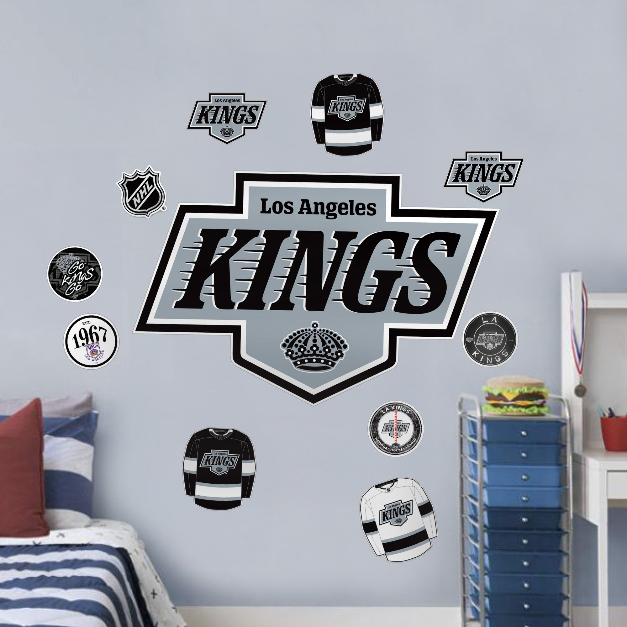 Los Angeles Kings Repositionable Wall Decal Set - Team Logos – Hockey ...