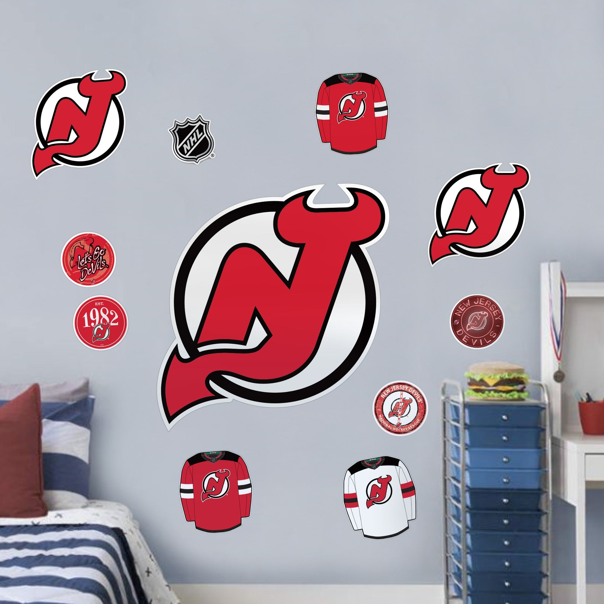 New Jersey Devils Repositionable Wall Decal Set - Team Logos – Hockey ...