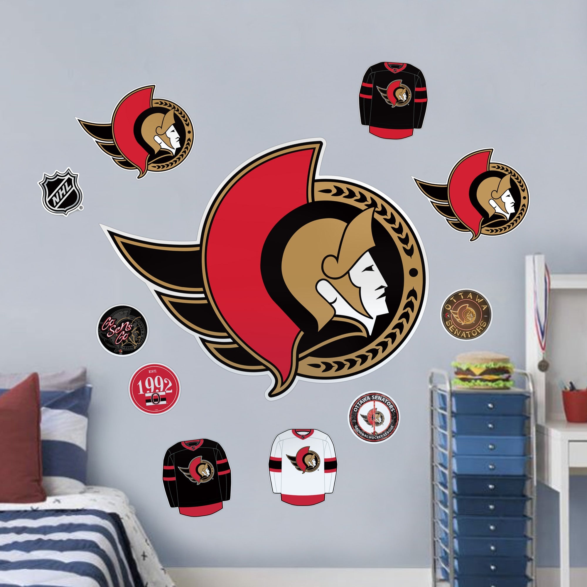 Ottawa Senators Repositionable Wall Decal Set - Team Logos – Hockey ...