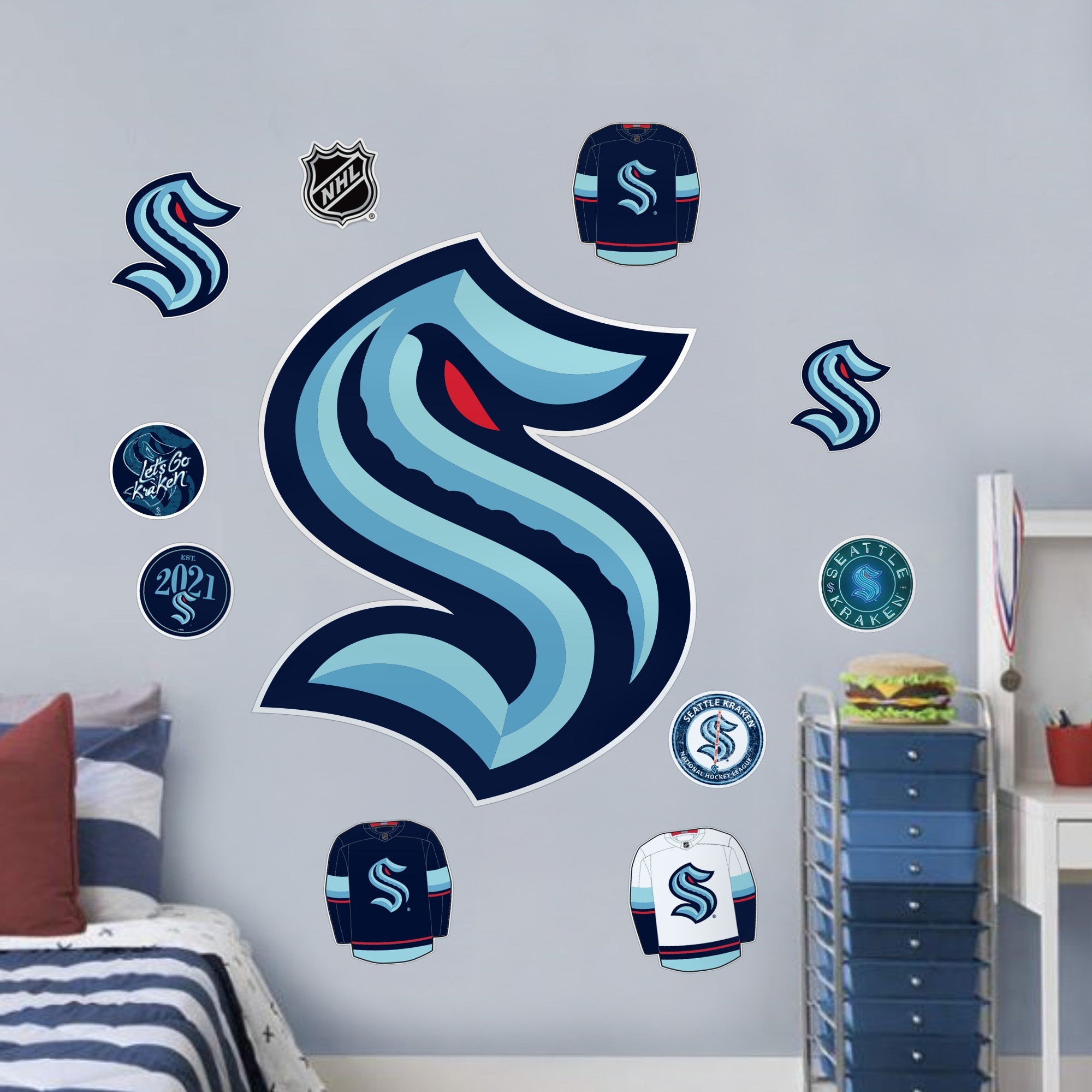 Seattle Kraken Repositionable Wall Decal Set - Team Logos – Hockey Hall ...