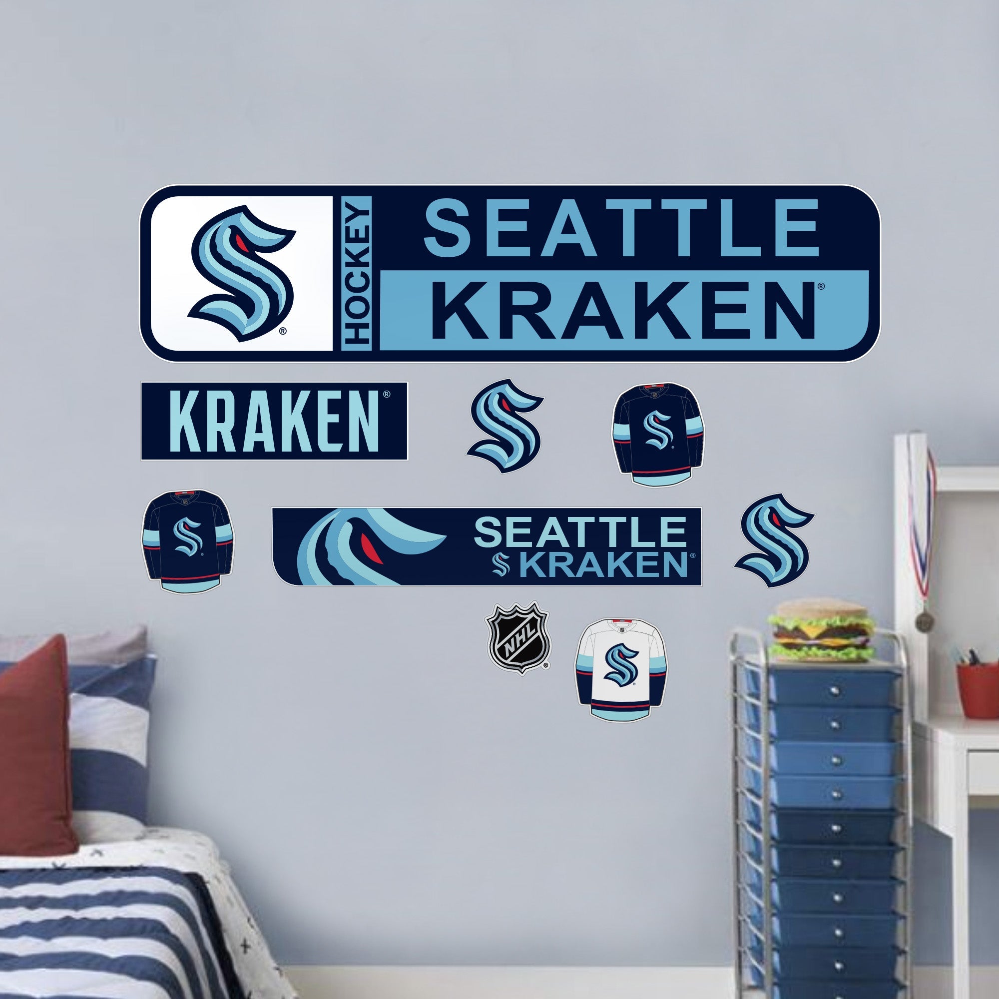 Seattle Kraken Repositionable Wall Decal Set - Street Signs – Hockey ...