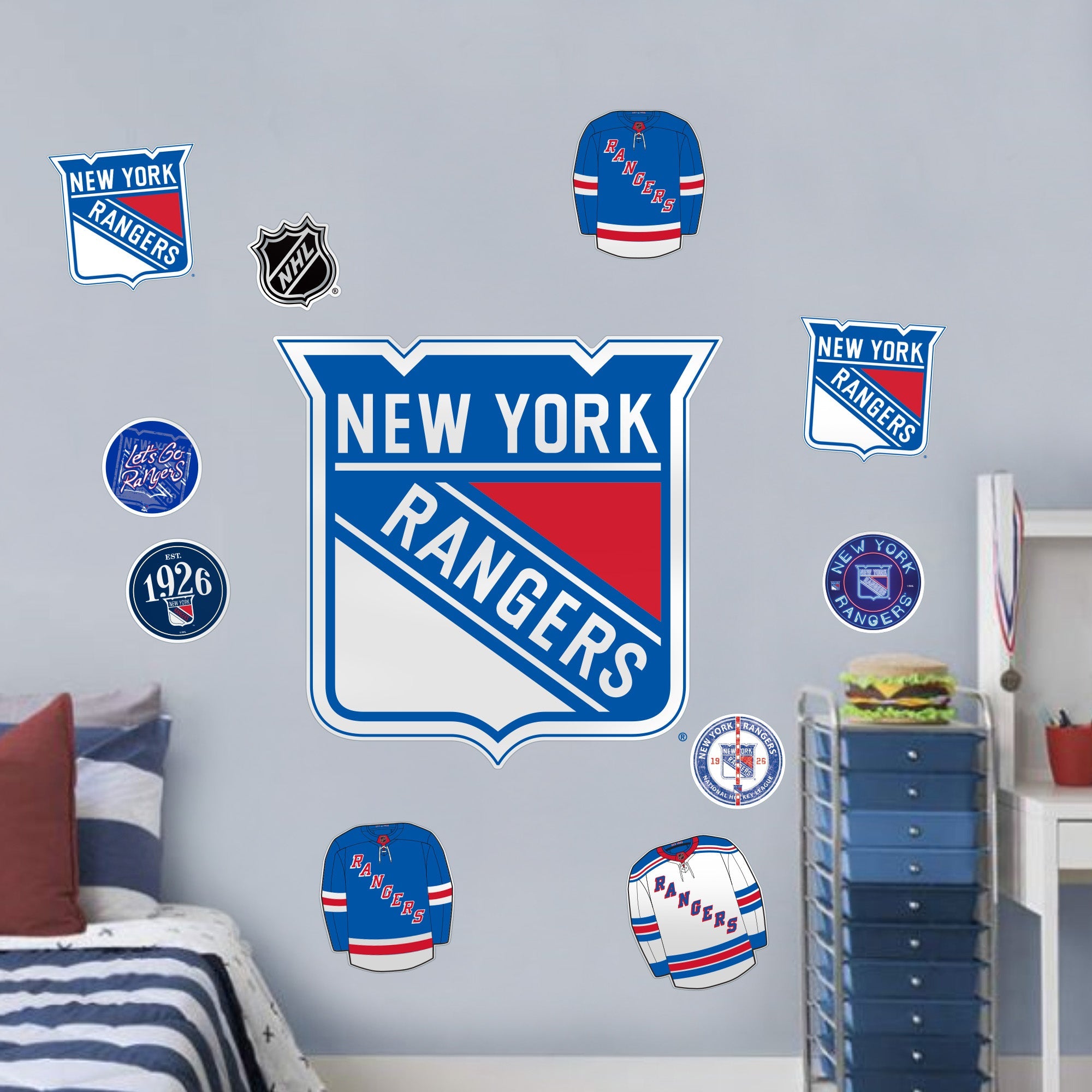 New York Rangers Repositionable Wall Decal Set - Team Logos – Hockey ...