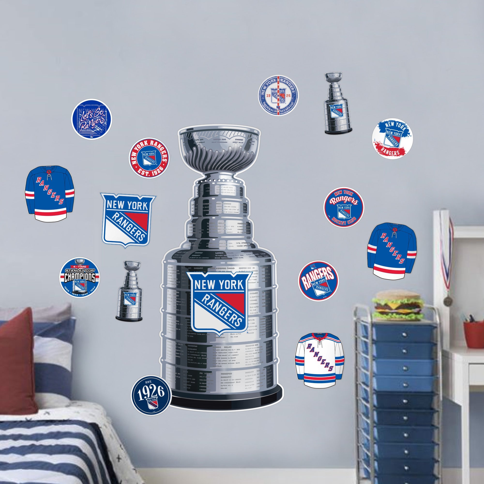 New York Rangers Repositionable Wall Decal Set - STANLEY CUP – Hockey ...