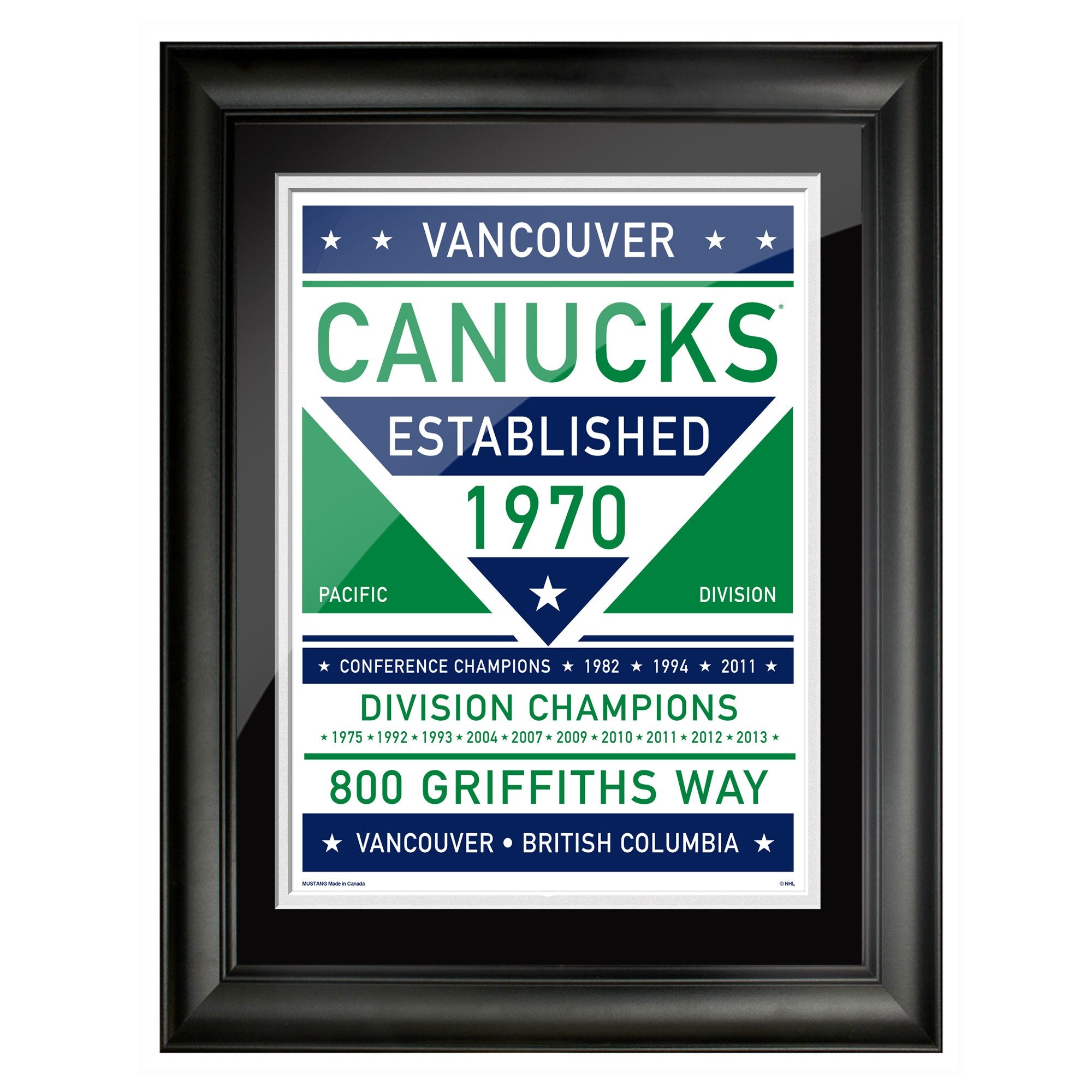Vancouver Canucks 12x16 Dual Tone Framed Artwork – Hockey Hall of Fame