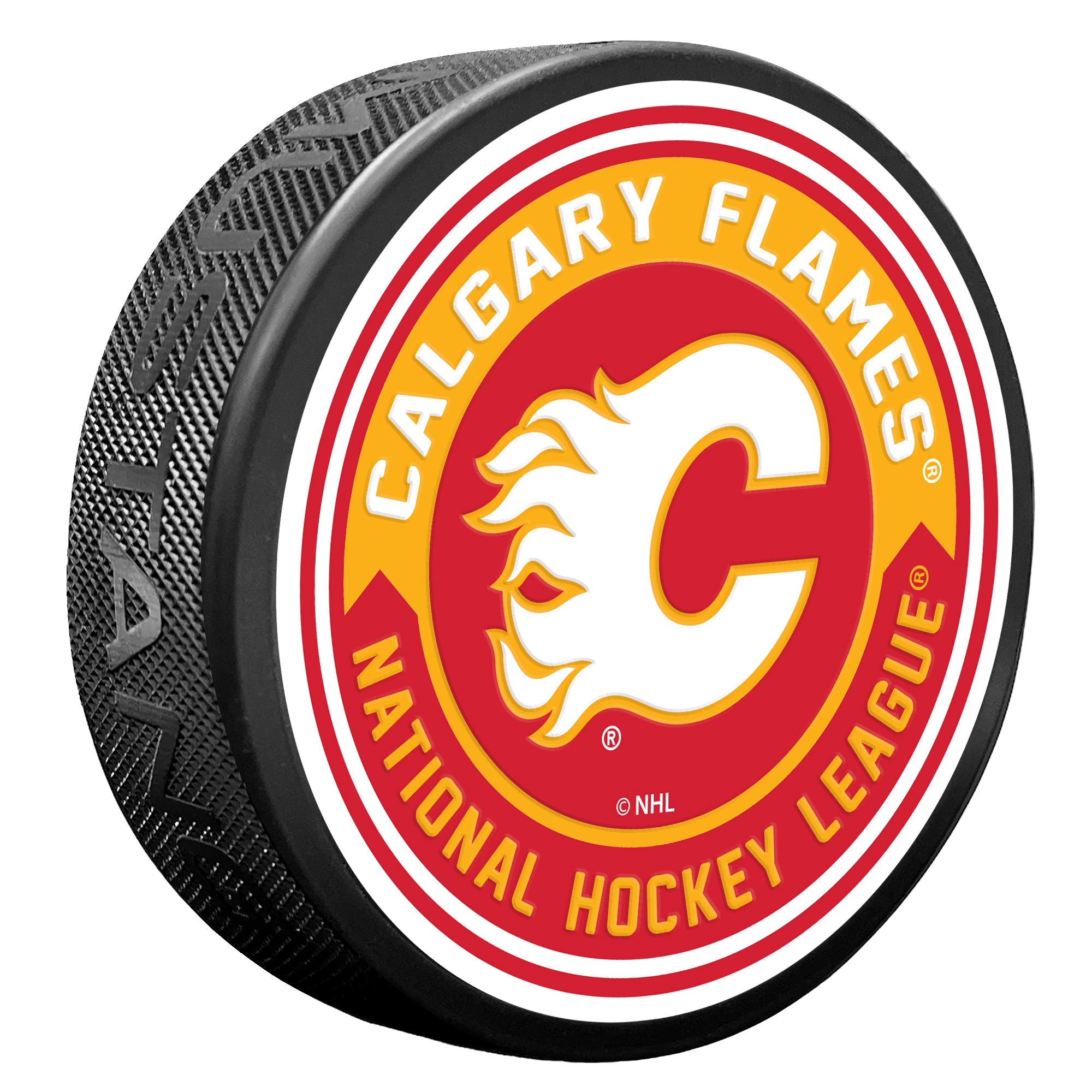 Calgary Flames Puck | Arrow Design | Hockey Hall of Fame