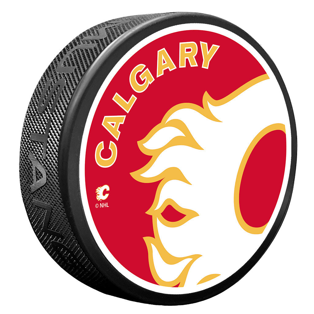 Calgary Flames Puck - Icon | Hockey Hall of Fame Shop