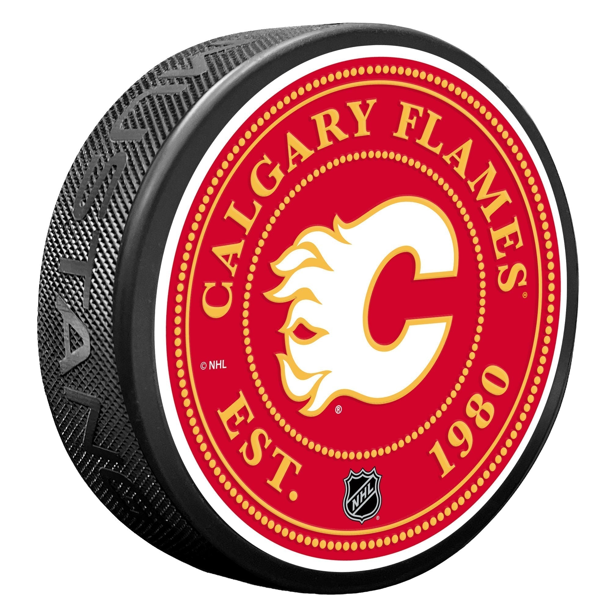 Calgary Flames Puck - Stud | Sports Decor – Hockey Hall of Fame