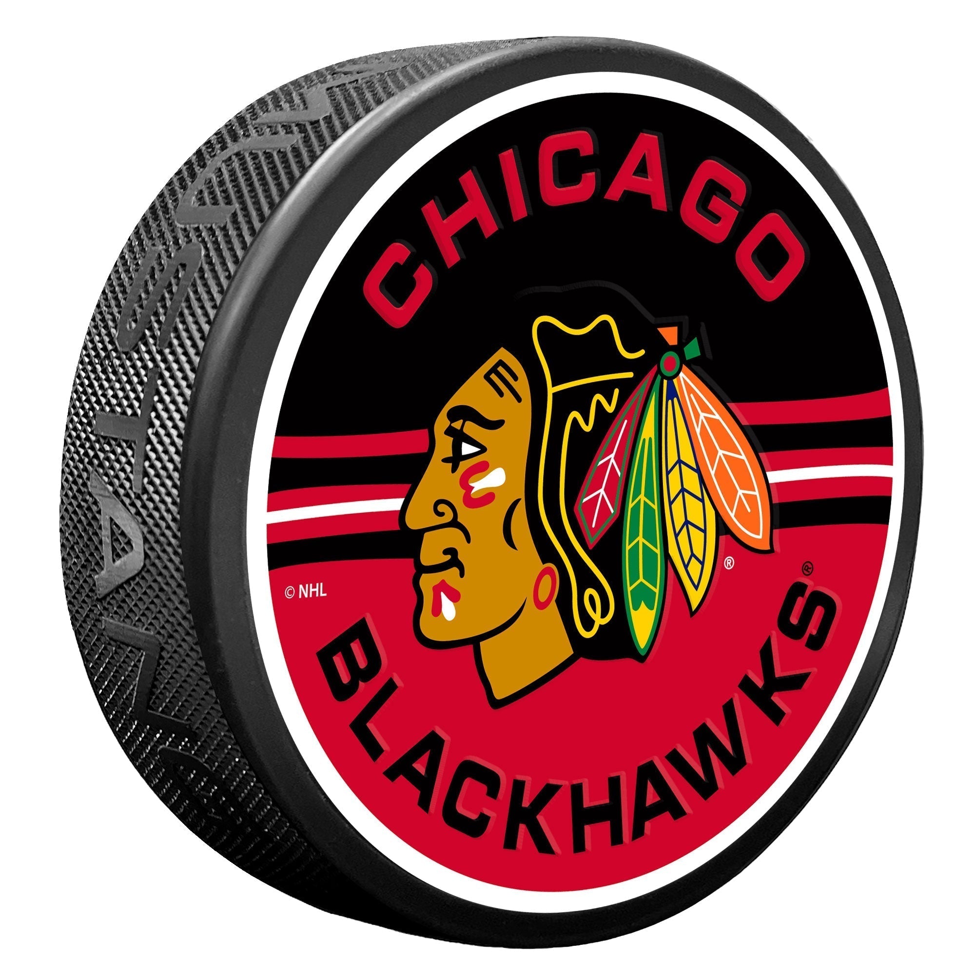 Chicago Blackhawks Puck - Half & Half | Sports Decor – Hockey Hall of Fame