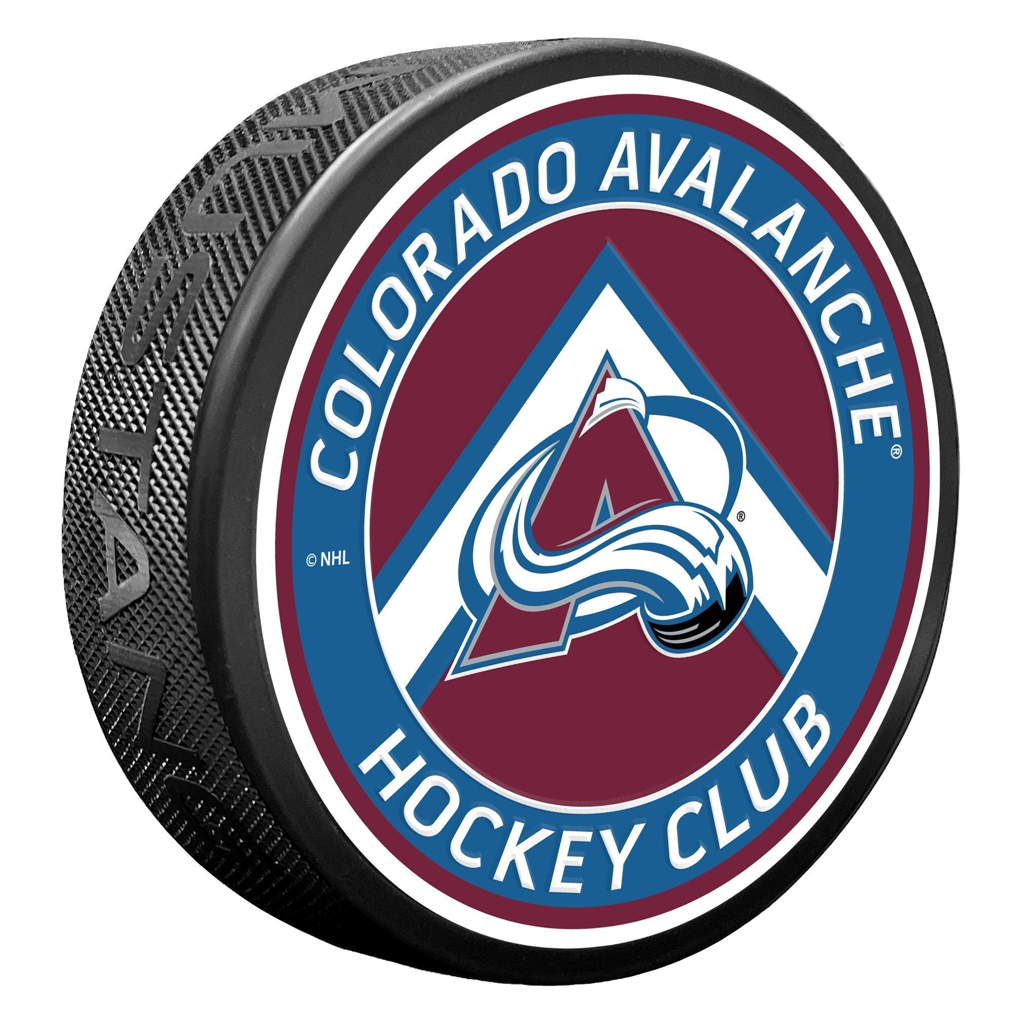 Colorado Avalanche Puck - Chevron Banner | Sports Decor – Hockey Hall ...