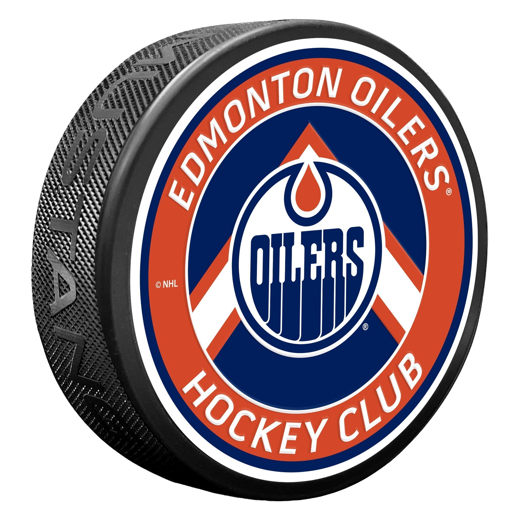 Edmonton Oilers Puck - Chevron Banner | Sports Decor – Hockey Hall of Fame