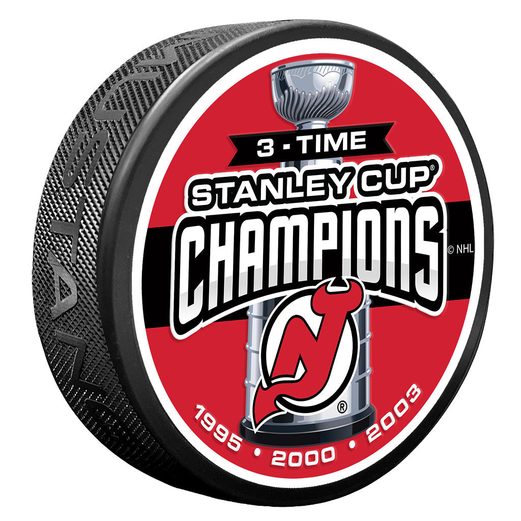 New Jersey Devils Puck - 3 TIME CHAMPS – Hockey Hall of Fame Store