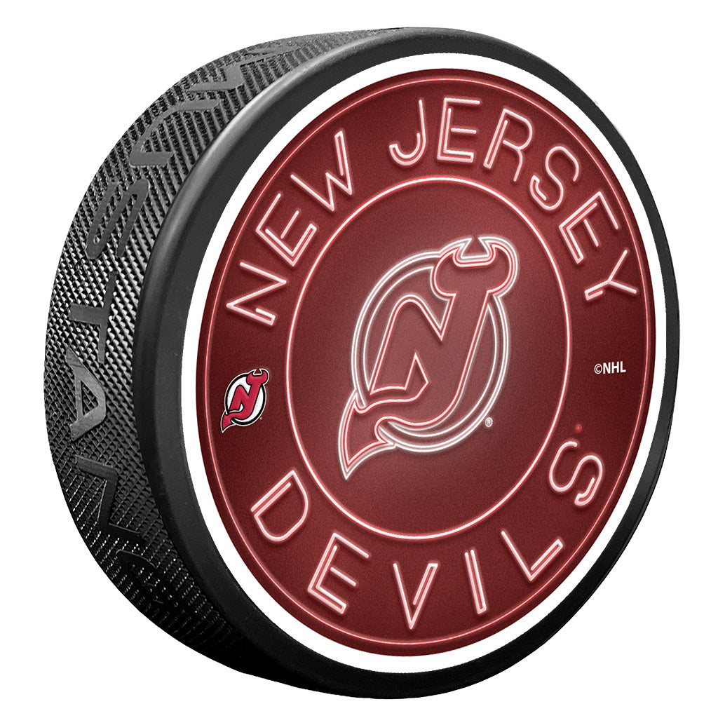 New Jersey Devils Puck - Neon | Sports Decor – Hockey Hall of Fame