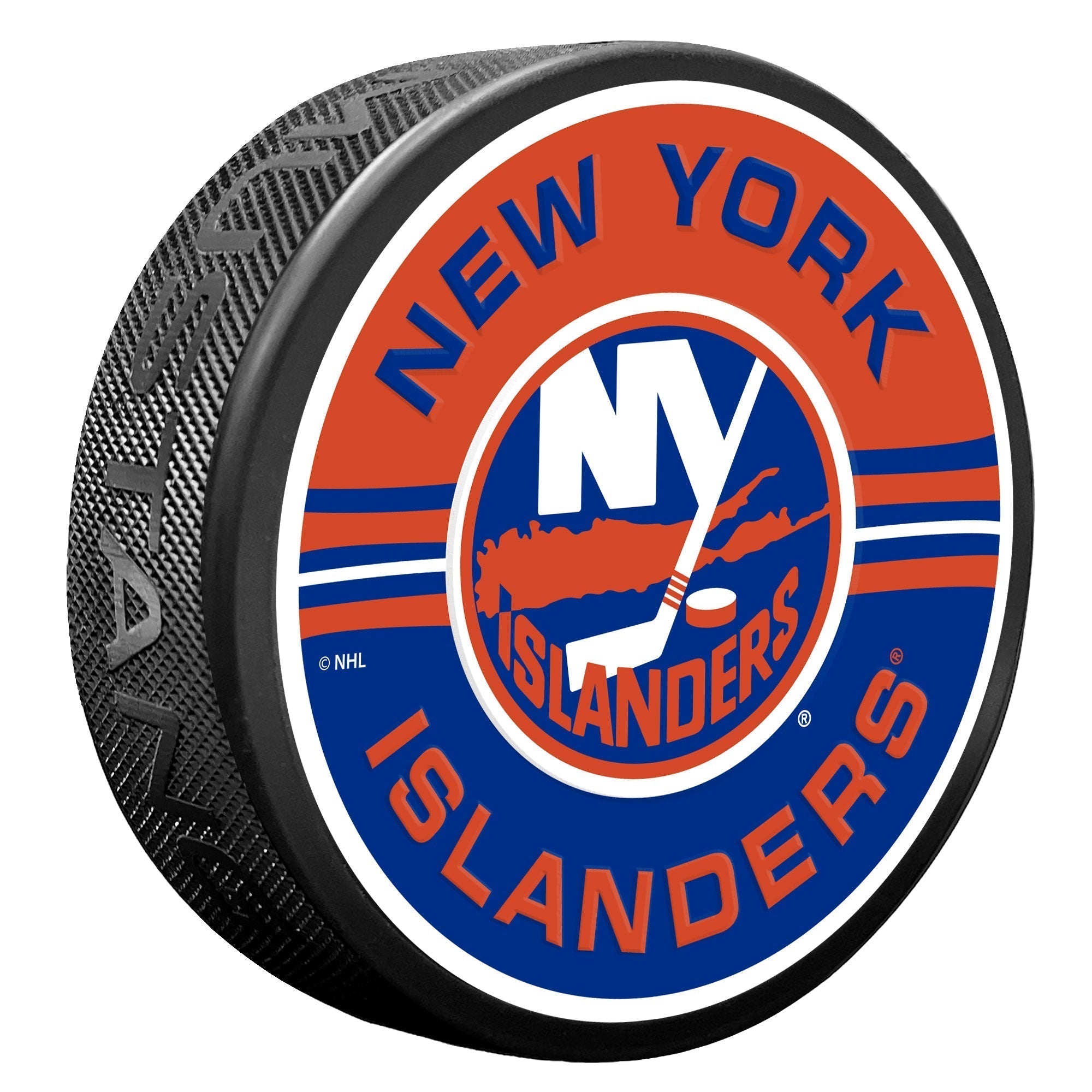New York Islanders Puck - Half & Half | Sports Decor – Hockey Hall of Fame