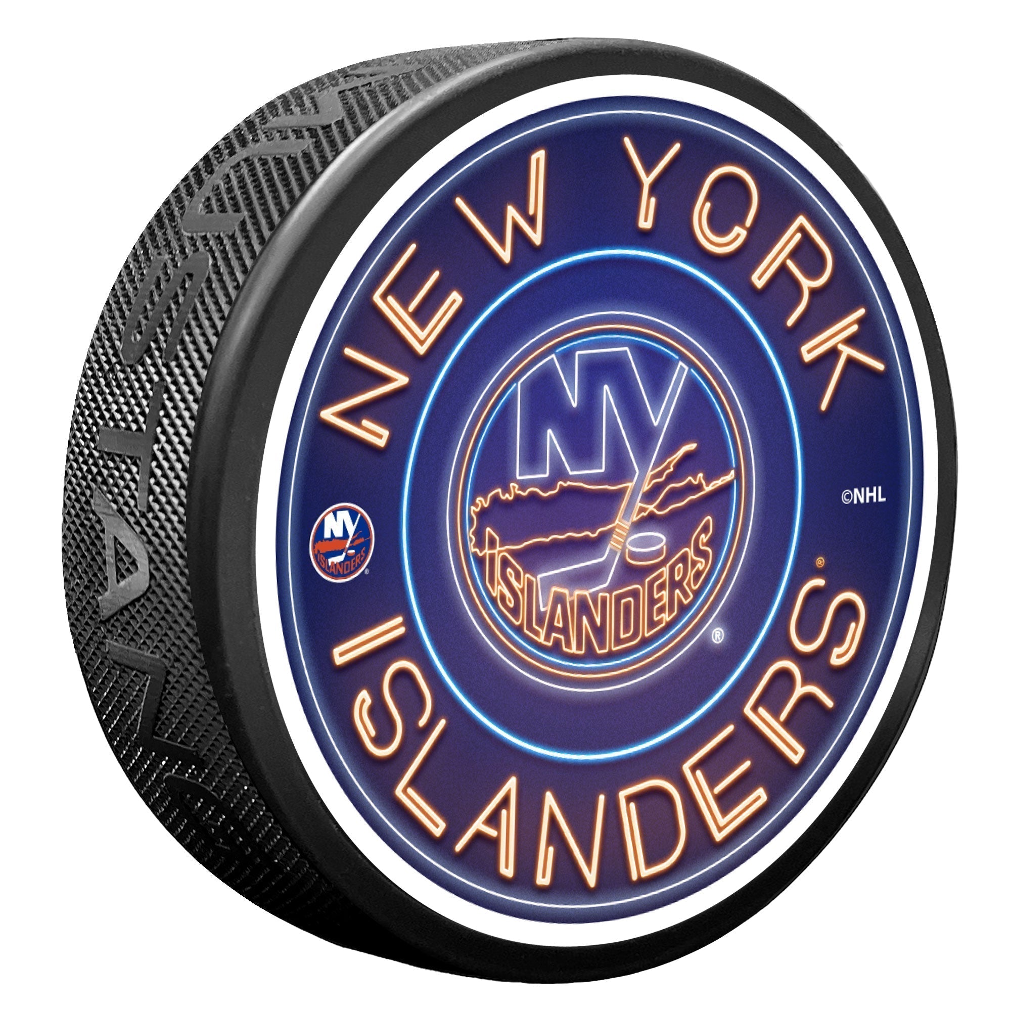 New York Islanders Puck - Neon | Sports Decor – Hockey Hall of Fame