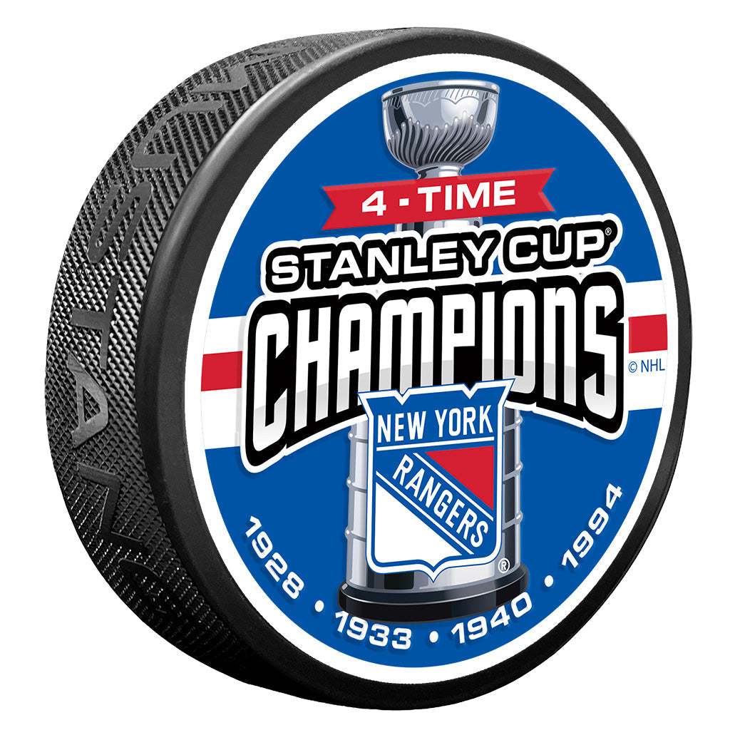 New York Rangers Puck - 4 TIME CHAMPS – Hockey Hall of Fame