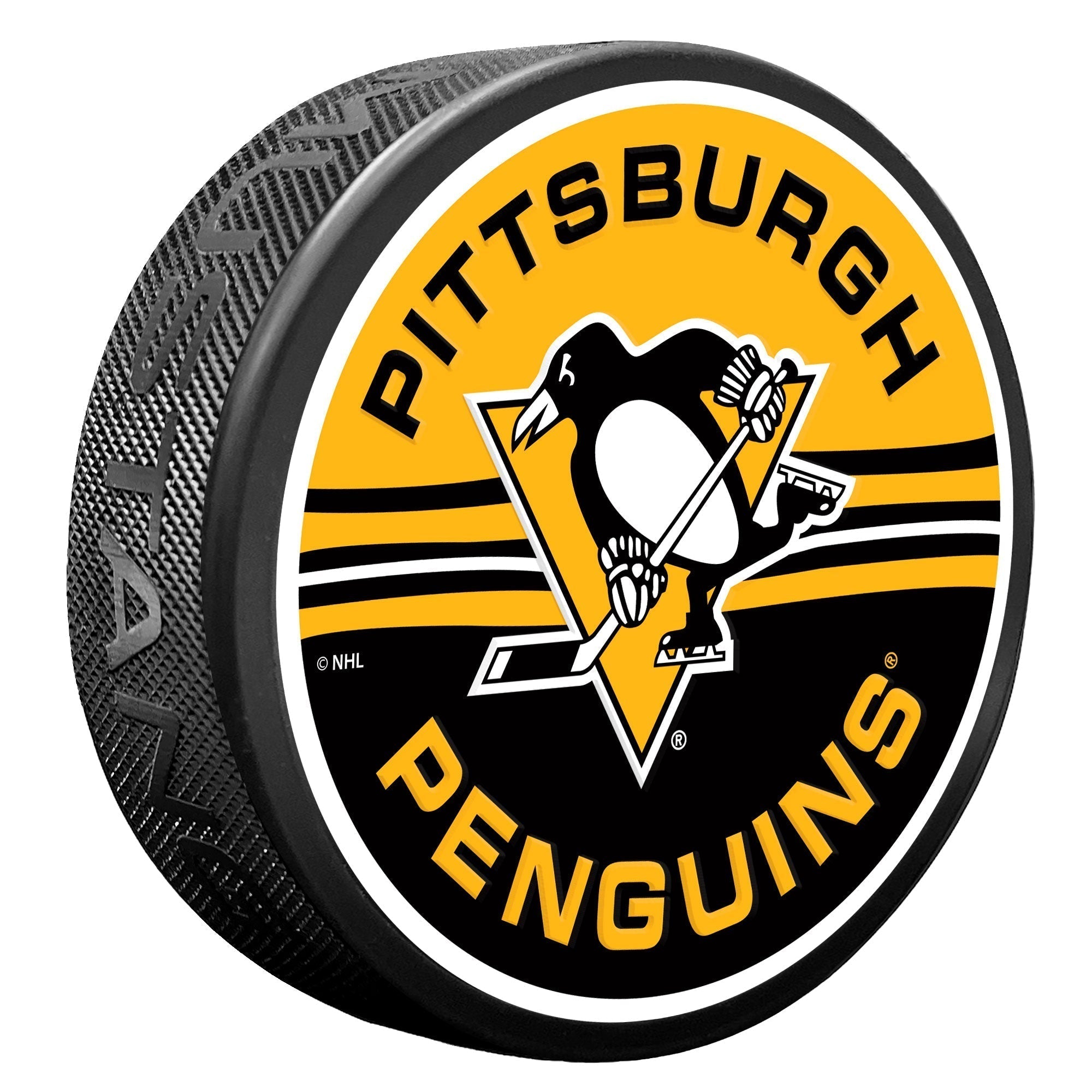 Pittsburgh Penguins Puck - Half & Half | Sports Decor – Hockey Hall of Fame