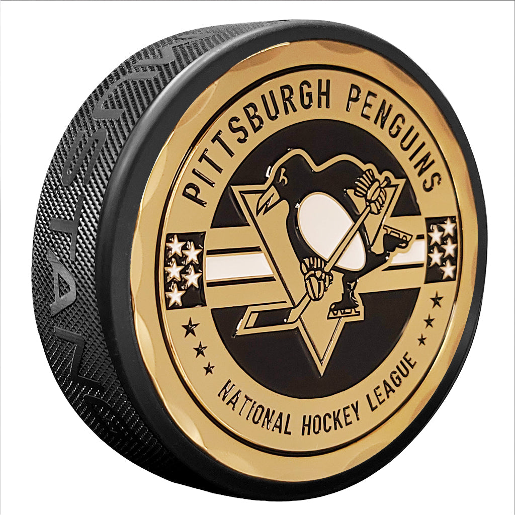 Pittsburgh Penguins Puck | Stars & Stripes Medallion | Sports Decor ...