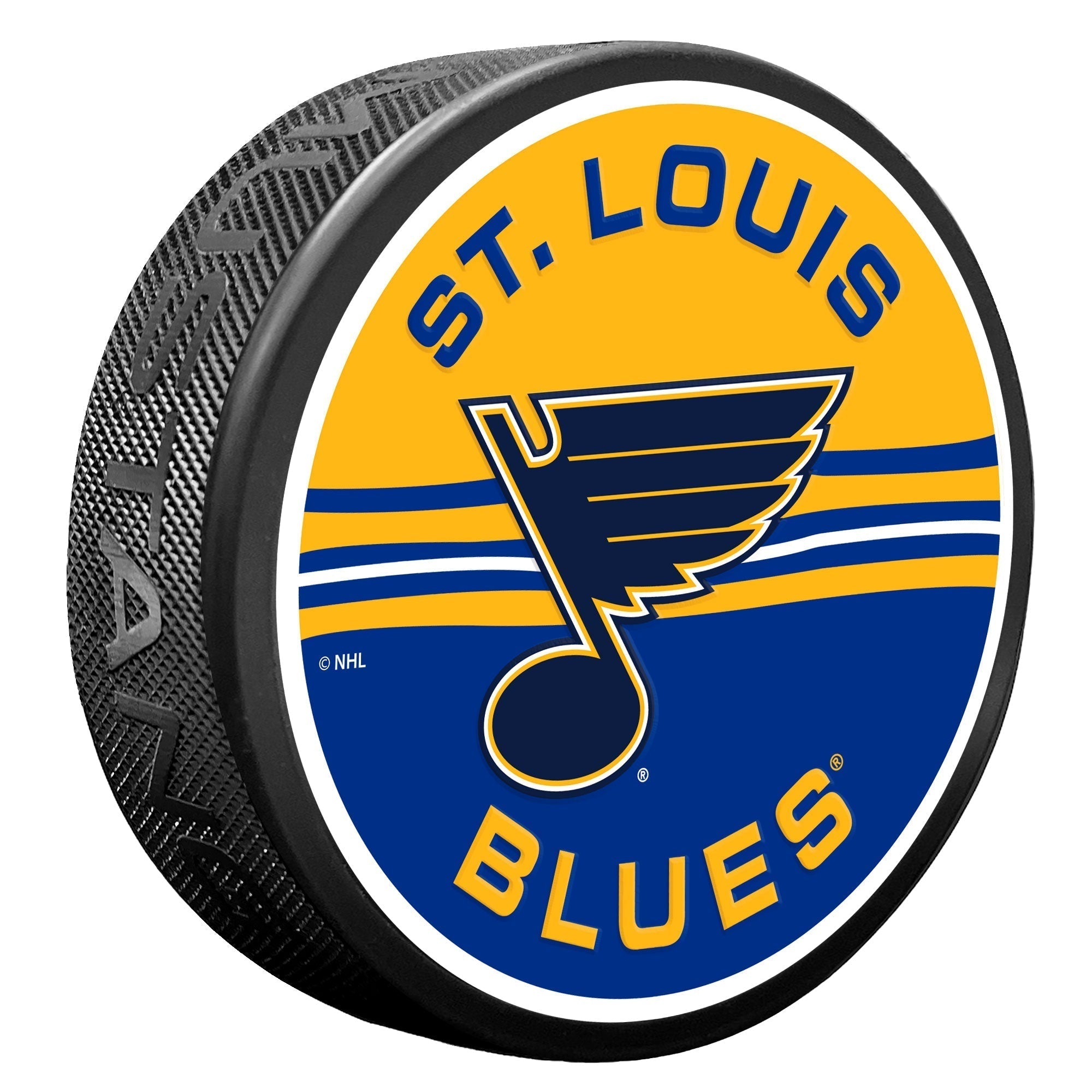 St. Louis Blues Puck - Half & Half | Sports Decor – Hockey Hall of Fame