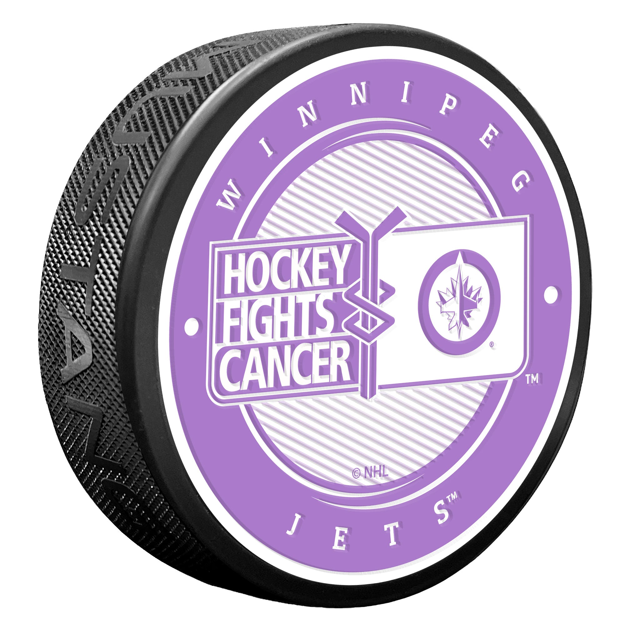 Winnipeg Jets Puck - Hockey Fights Cancer | Sports Decor – Hockey Hall ...