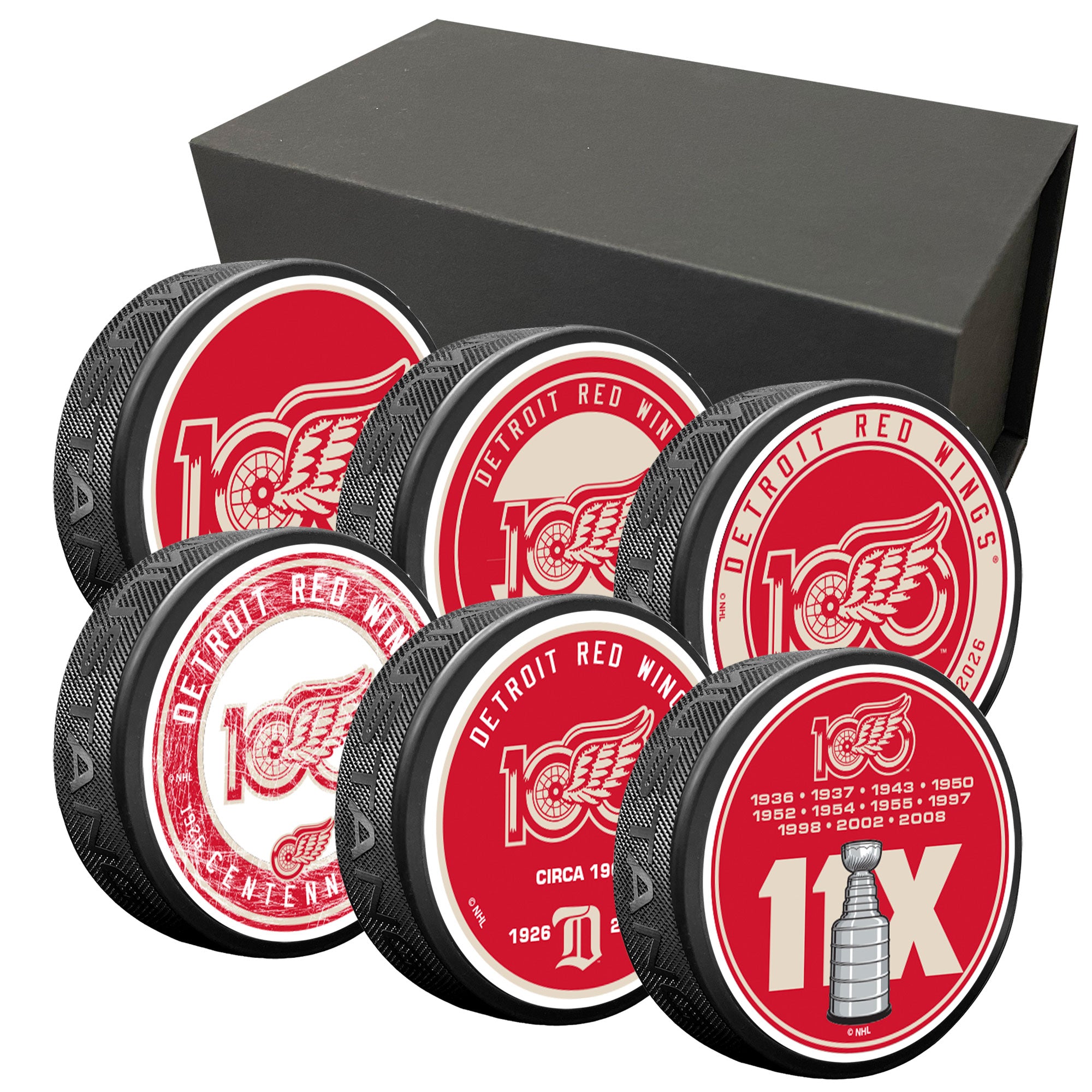 Detroit Red Wings | Centennial 6 Puck Pack – Hockey Hall of Fame