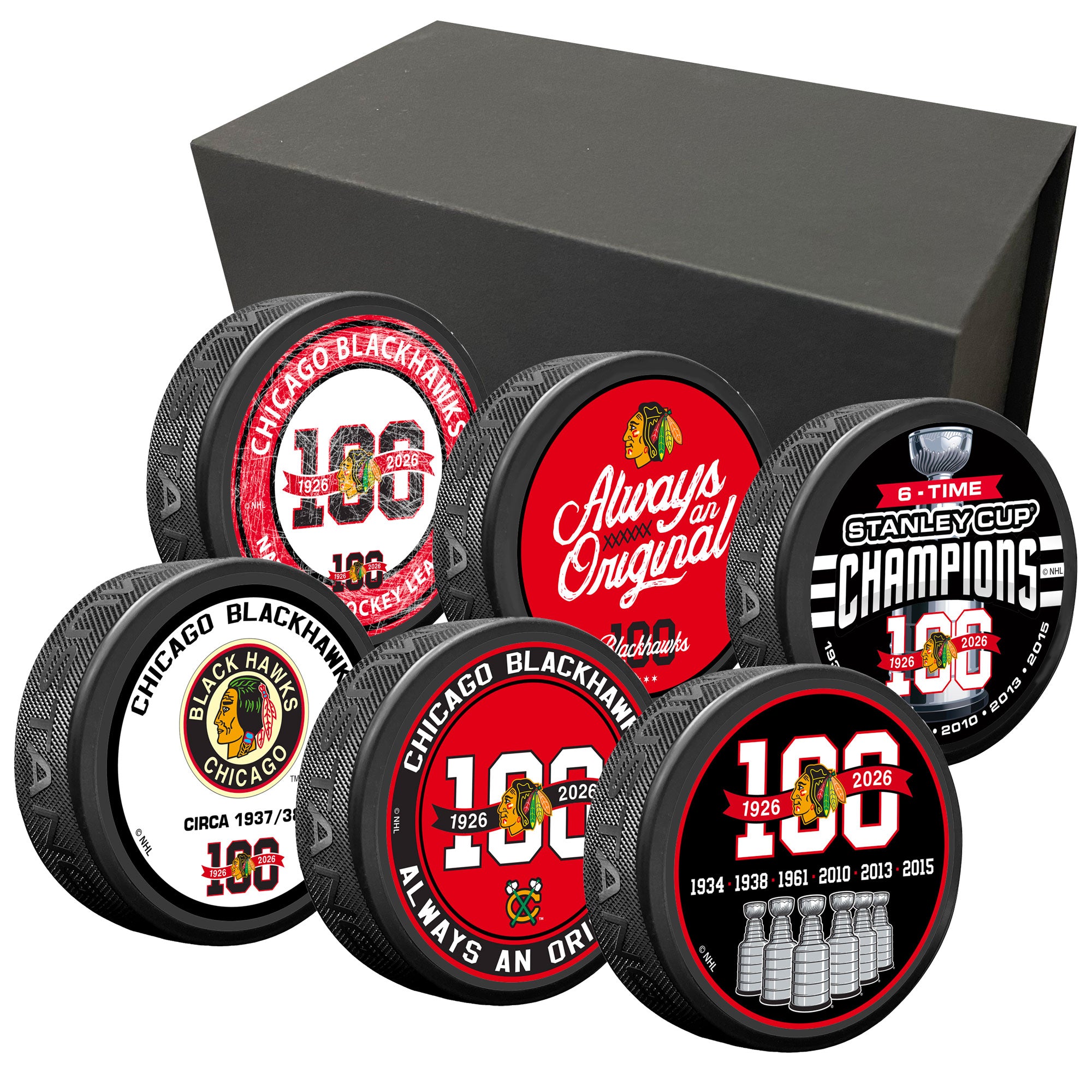 Chicago Blackhakws | Centennial 6 Puck Pack – Hockey Hall of Fame