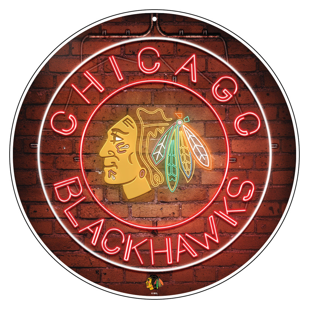 Chicago Blackhawks Sign | 22" Round Neon Design – Hockey Hall of Fame
