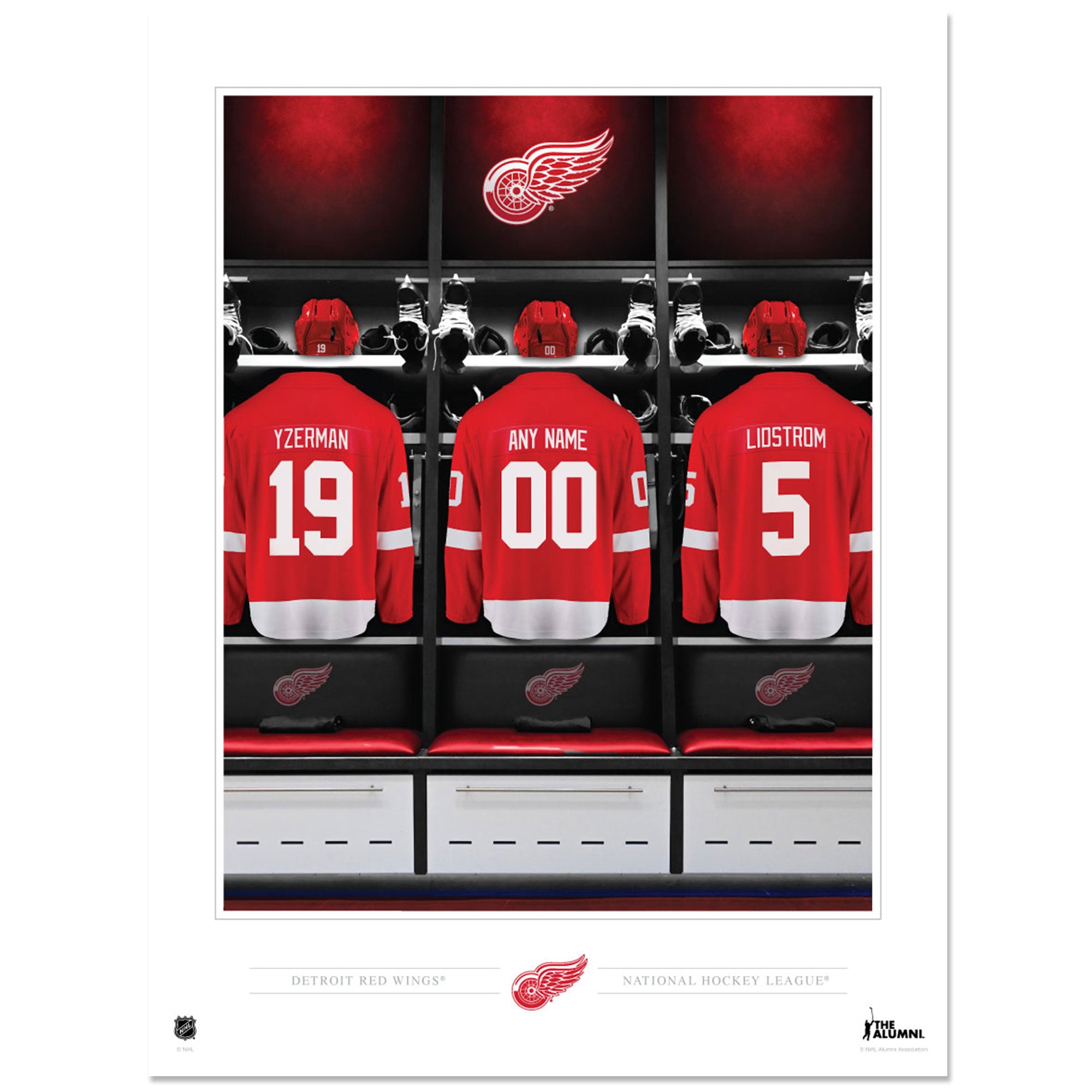 Detroit Red Wings 12x16 Alumni Personalized Locker Room Print – Hockey ...