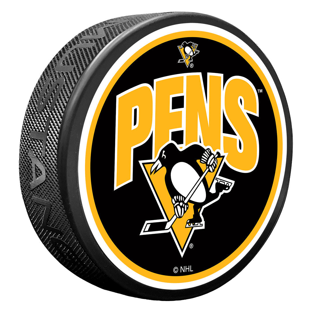 Pittsburgh Penguins Puck | Wordmark | Sports Decor – Hockey Hall of Fame